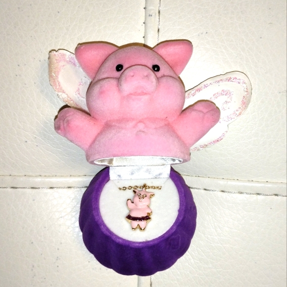 Vintage | Accessories | Pink Purple Piggy Crystal Eyes Necklace ...